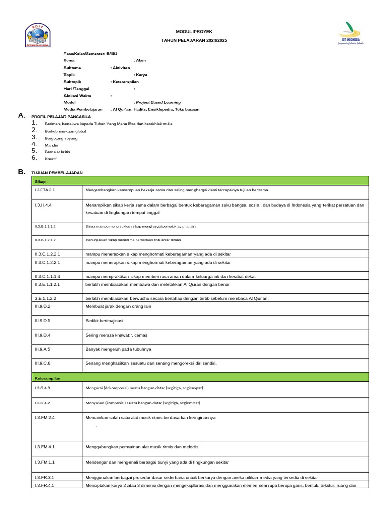 Modul Proyek 1 Kelas 3 Pdf