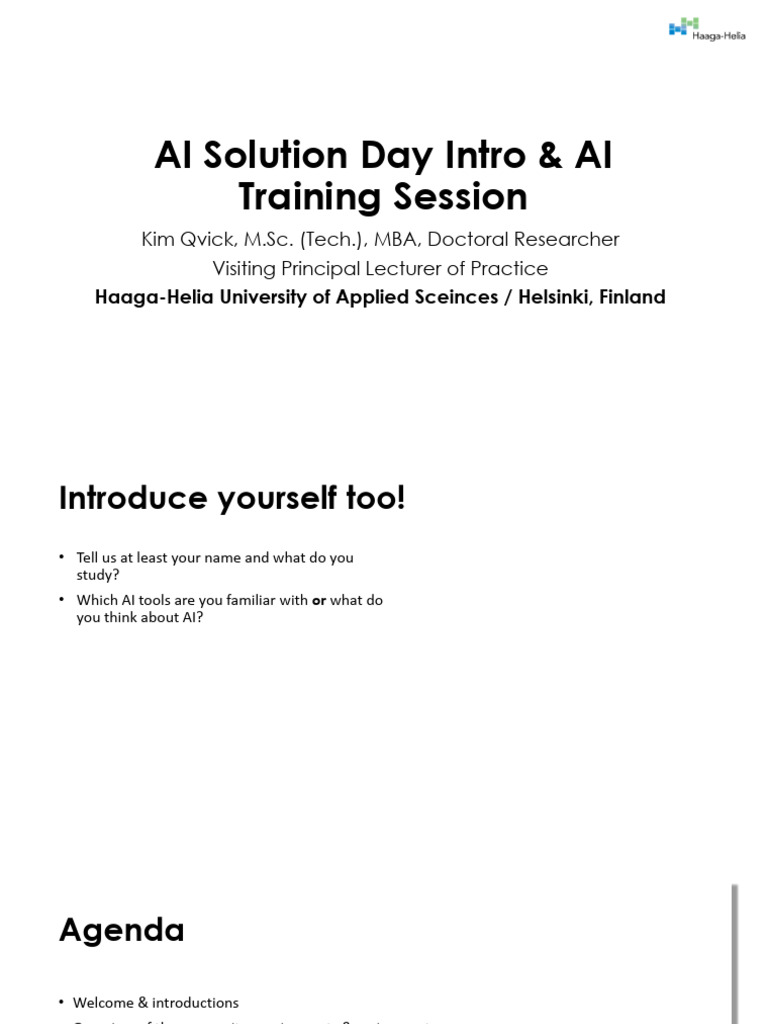 AI Solution Day Intro & AI Training Session | PDF | Artificial ...
