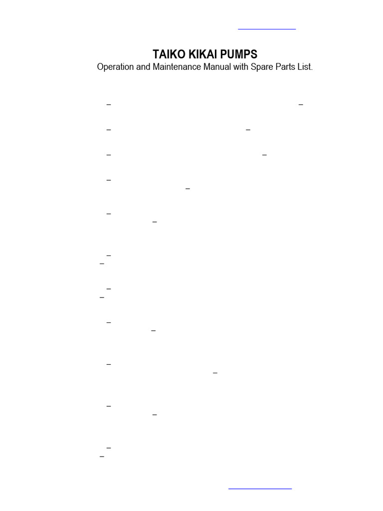 Pumps TAIKO Manuals | PDF | Pump | Mechanical Engineering