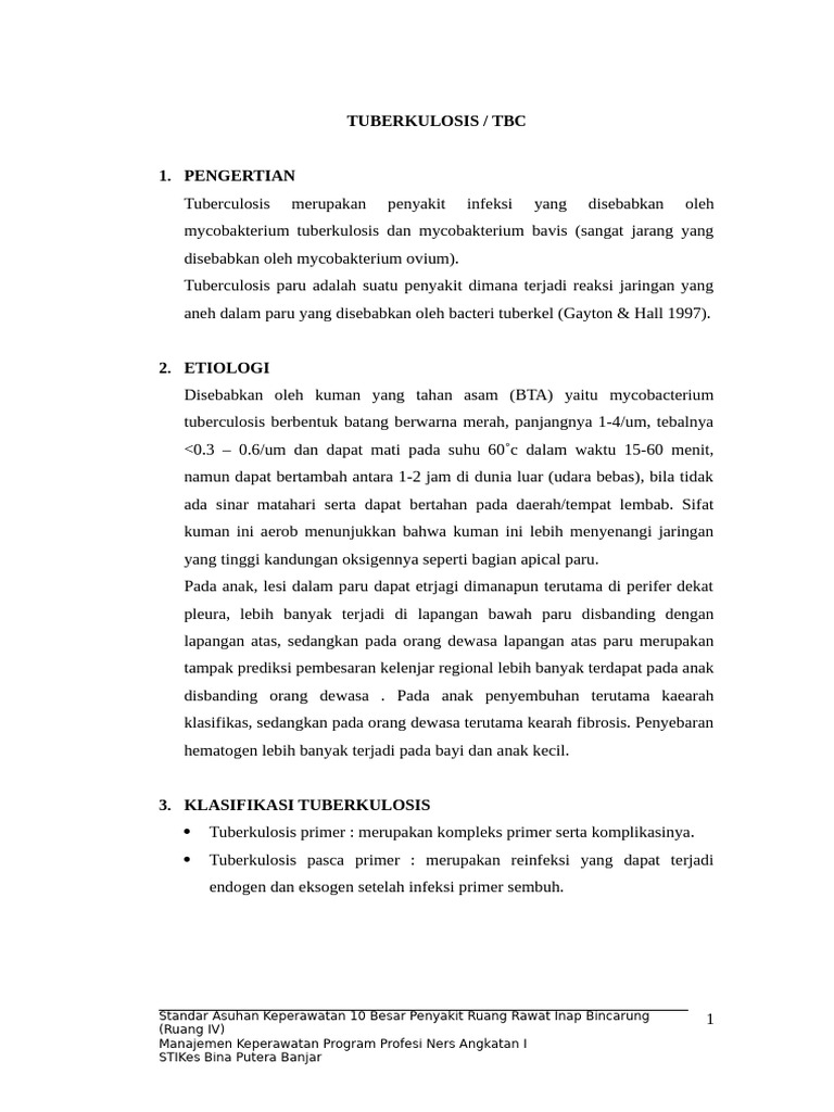 Pengertian dan Penanganan TBC | PDF