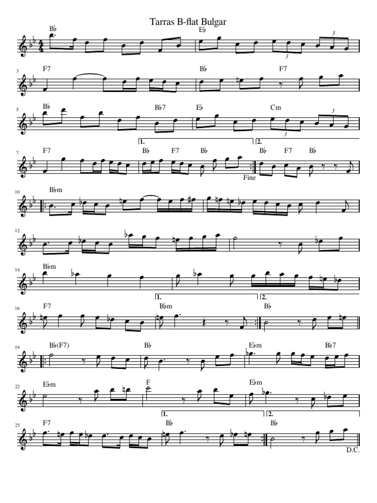 Tarras B-flat Bulgar Sheet Music | PDF