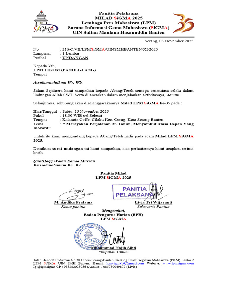 216 - Undangan LPM - LPM Tikom | PDF