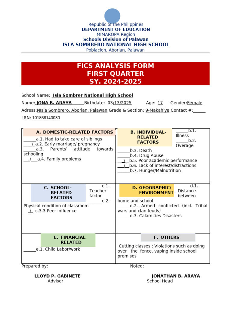 FICS-analysis-form- | PDF | Family | Social Psychology