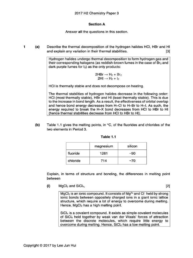 2017 H2 Chemistry Paper 3 Suggested Solutions - PDFCOFFEE.com | PDF