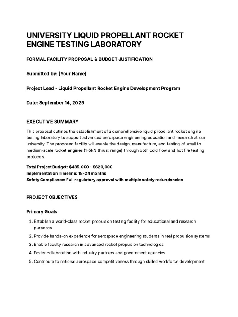Liquid Propellant Rocket Engine Lab Proposal | PDF | Rocket | Rocket ...