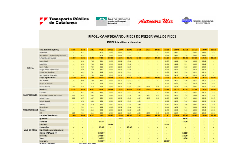 Linia Ripoll a Ribes Dilluns a Divendres3 | PDF