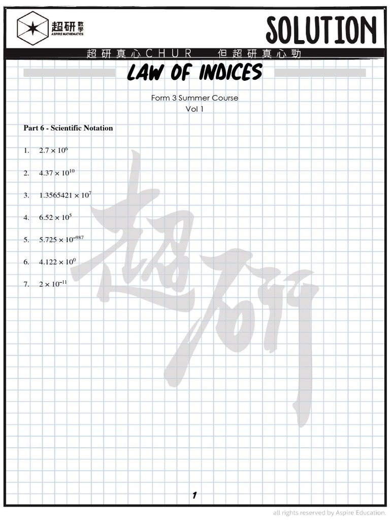 S3 SW3 Ch01 Law-Of-Indices Ver2024 Homework Solution | PDF