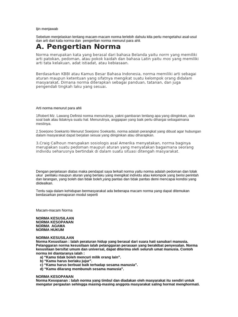 Macam-Macam Norma dalam Masyarakat | PDF
