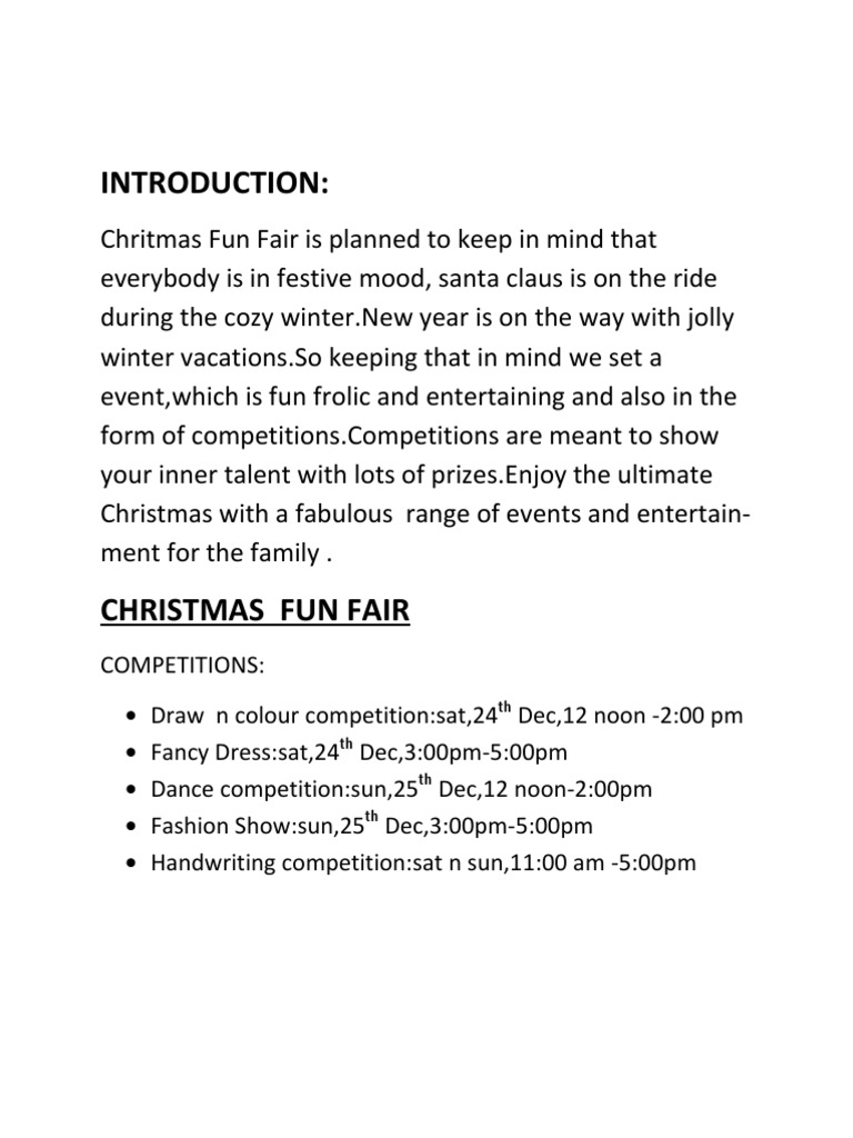 Christmas Fun Fair Competitions & Events | PDF