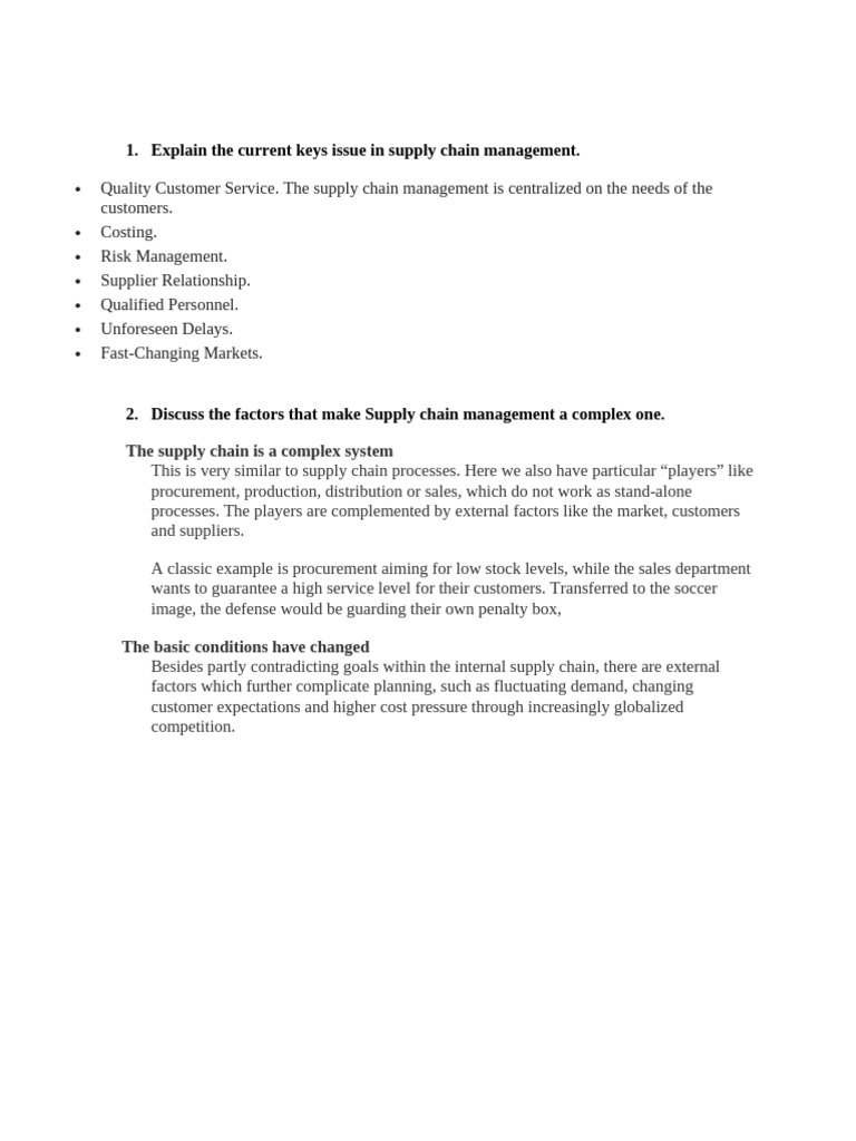 SCM Answer Key Int | PDF | Supply Chain Management | Supply Chain