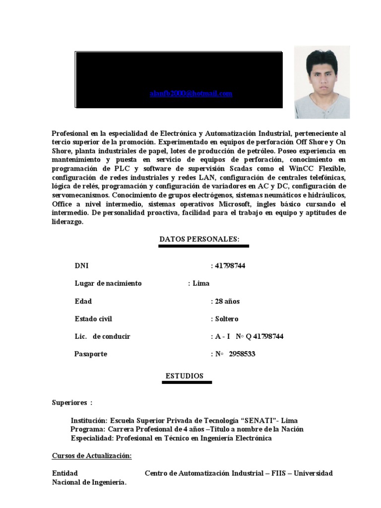 Alan CV | PDF | Automatización | Electrónica