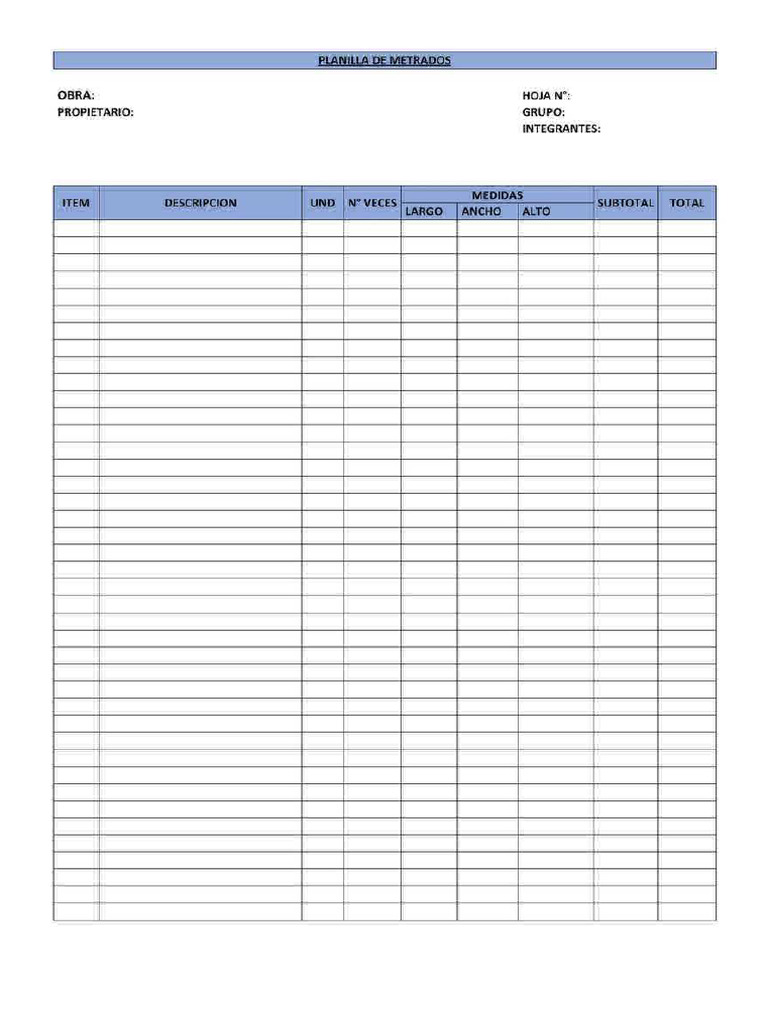 Metrados Hoja Ejemplar | PDF