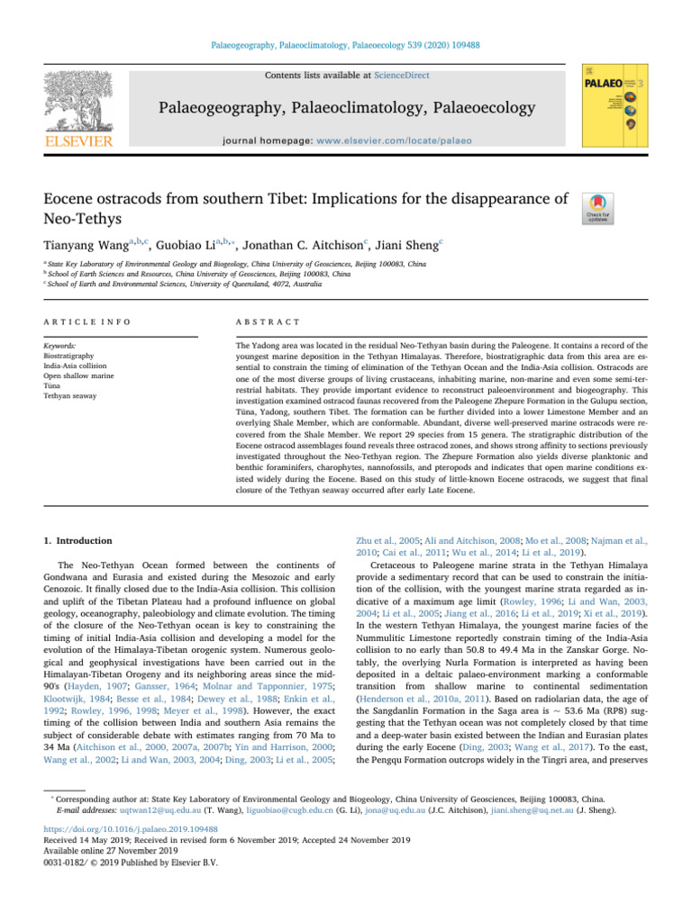 Eocene Ostracods and Neo-Tethys Closure | PDF | Sedimentary Rock | Geology