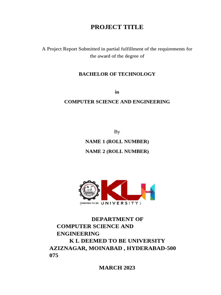 KLH Project Report Template | PDF | Abstract (Summary)