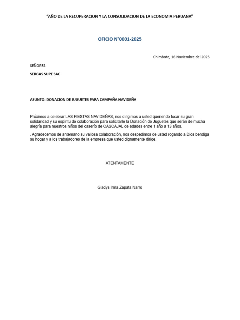 Oficio Navidad | PDF