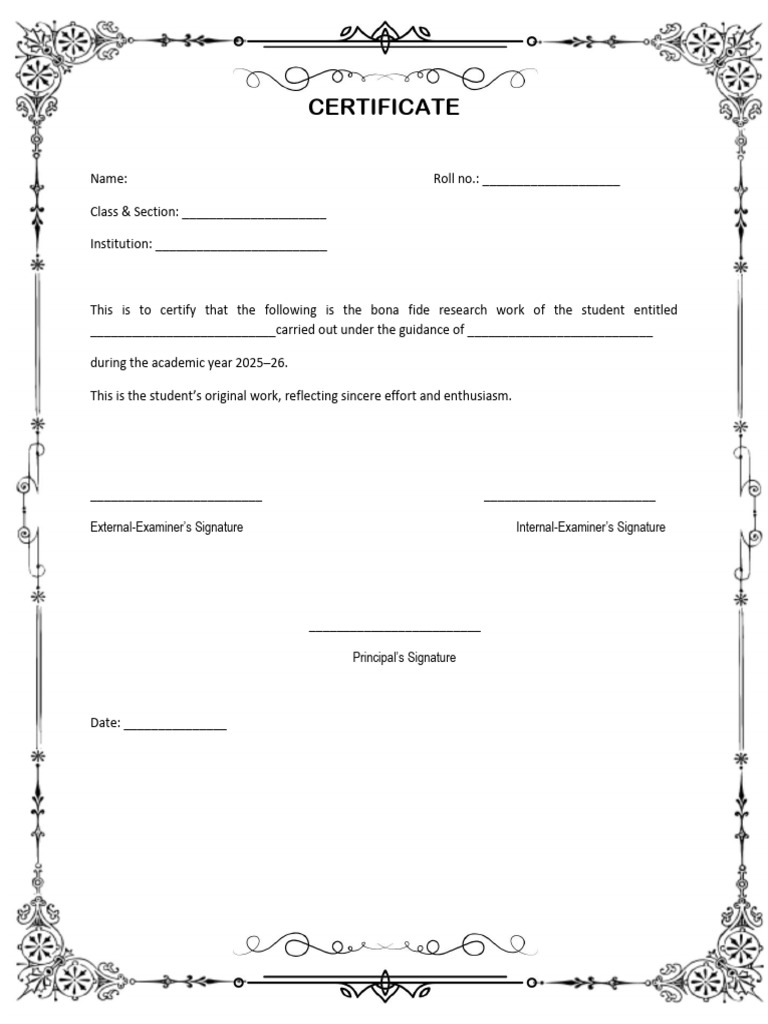 Student Research Certificate Template | PDF