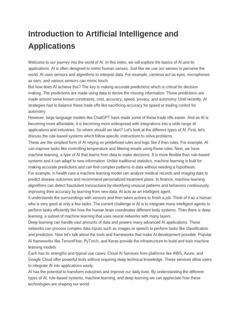 AI Basics and Applications Explained | PDF | Artificial Intelligence ...