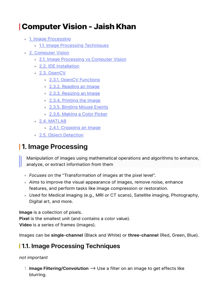 Computer Vision - Jaish Khan | PDF | Computer Vision | Signal Processing