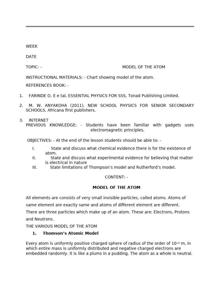 Models of the Atom | PDF | Energy Level | Atoms