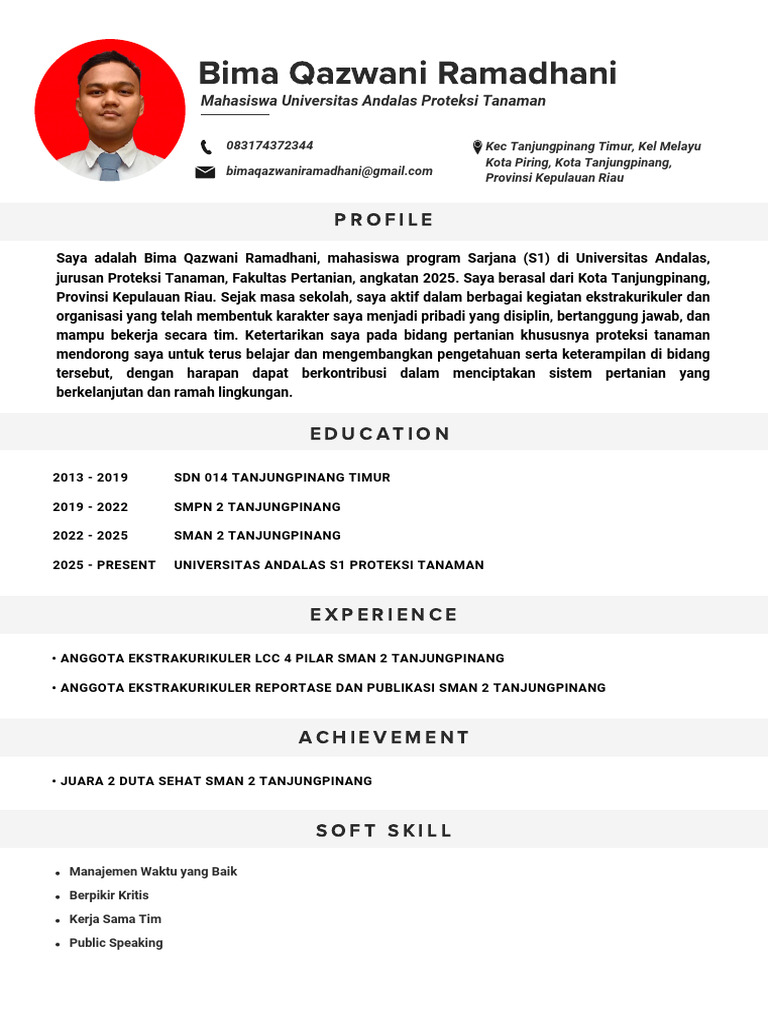 CV ATS (Bima Qazwani Ramadhani) | PDF