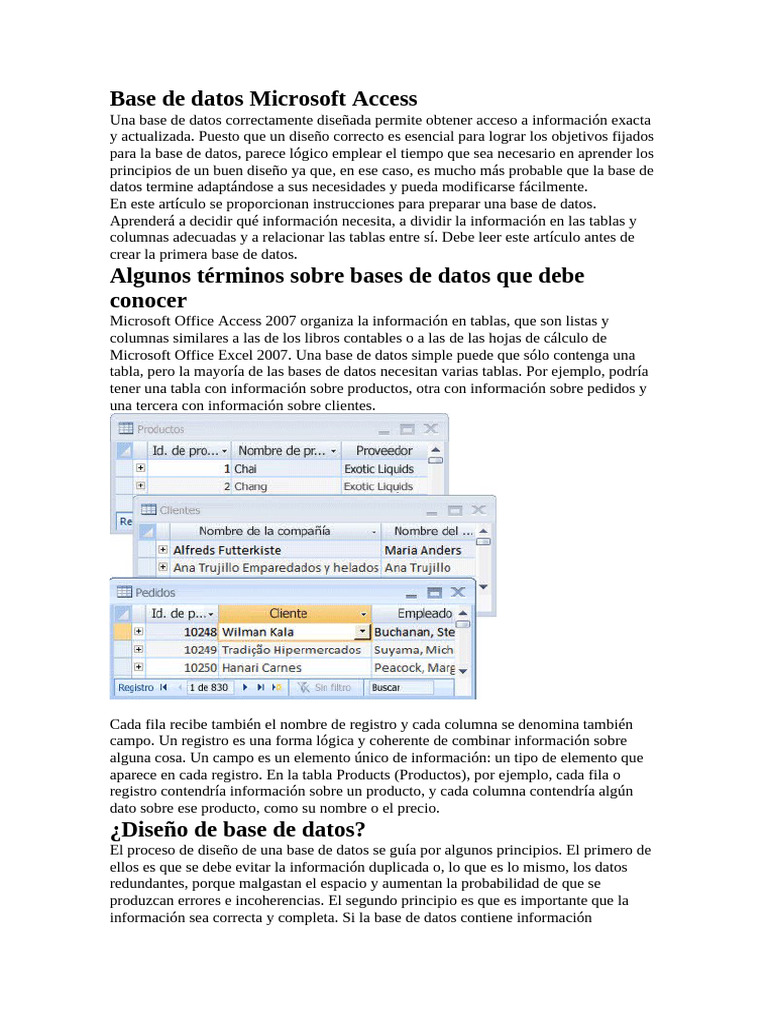 Base de Datos Microsoft Access | PDF | Bases de datos | Información