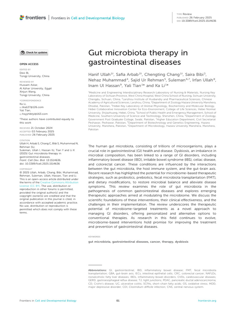 fcell-1-1514636 | PDF | Inflammatory Bowel Disease | Gastrointestinal Tract