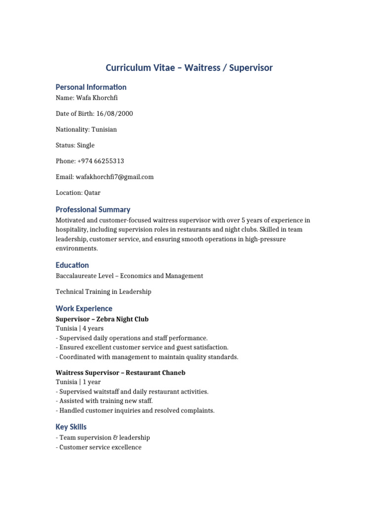 Wafa Khorchfi CV Styled | PDF