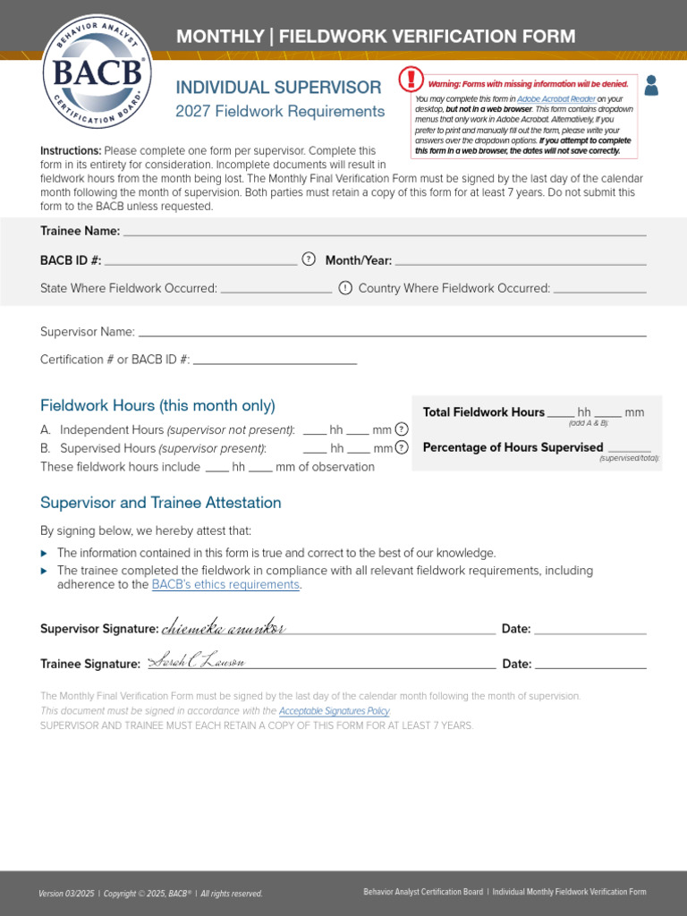 SL September 2025 - 2027 Monthly Fieldwork Verification Form Individual - 250303 A | PDF