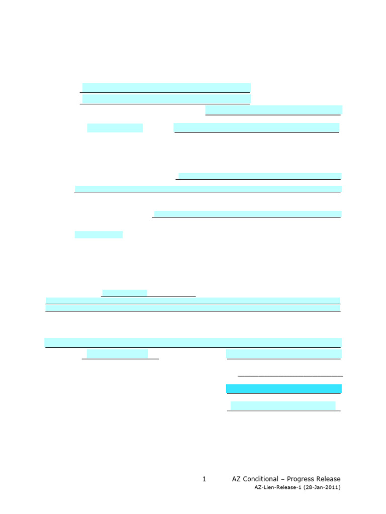 Arizona 2022 Conditional Progress Lien Waiver | PDF | Payments | Civil ...