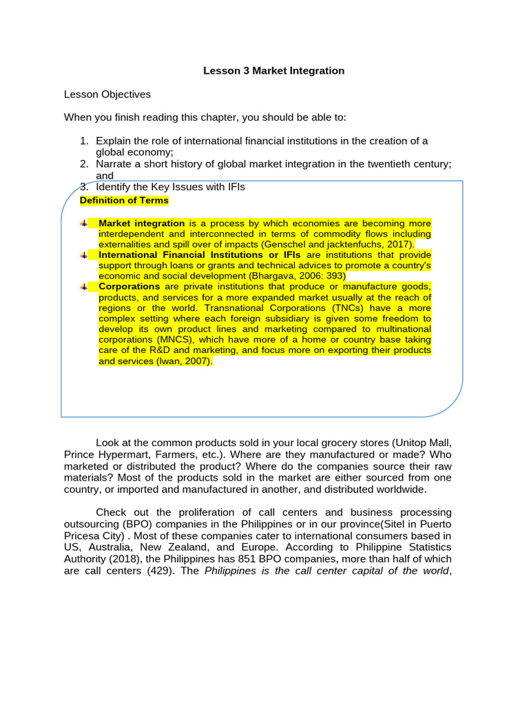 GE CW Module 2 Lesson 3 | PDF | International Monetary Fund | Globalization
