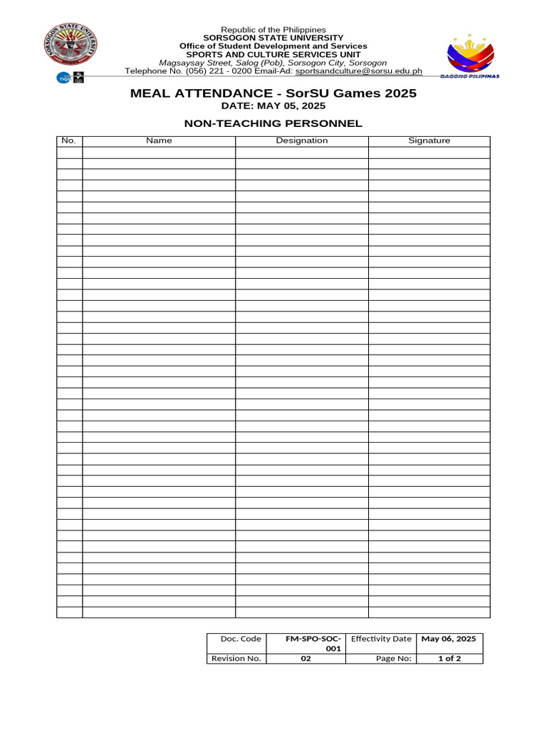 Attendance List May 3 1 2 | PDF