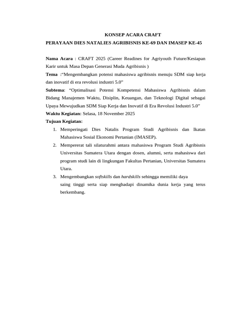 KONSEP ACARA DIES NATALIS AGB & IMASEP Pixxxx | PDF