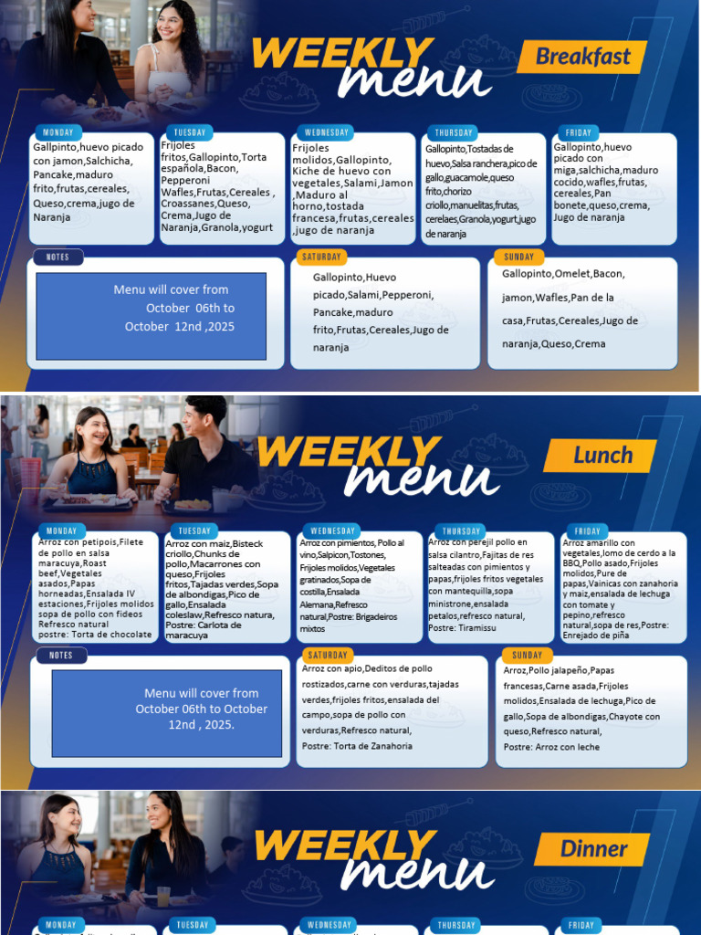 Weekly Menu - October 06th To 12 | PDF | ensalada | Sopa