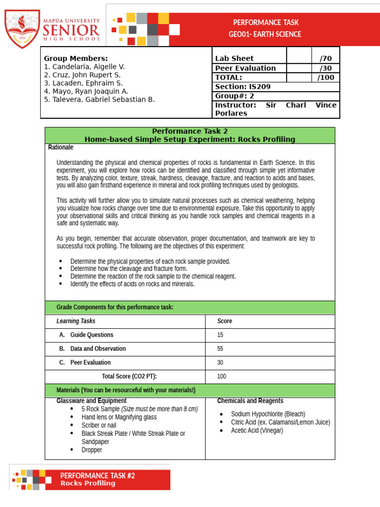 Geo01 - Co2 - Pt2.1 Rocks Profiling | PDF | Minerals | Rock (Geology)