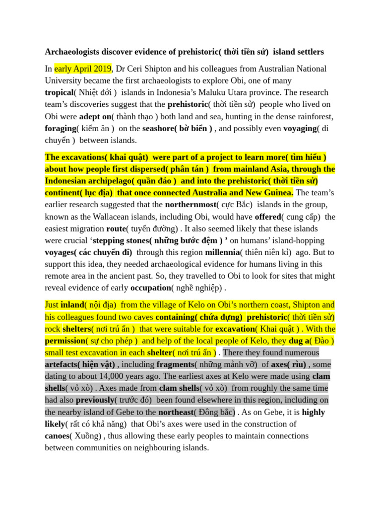 Evidence of Prehistoric Island Settlers | PDF