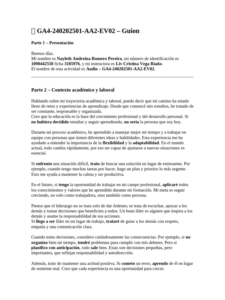 Trayectoria Académica y Profesional de Nayleth | PDF | Modificación de ...