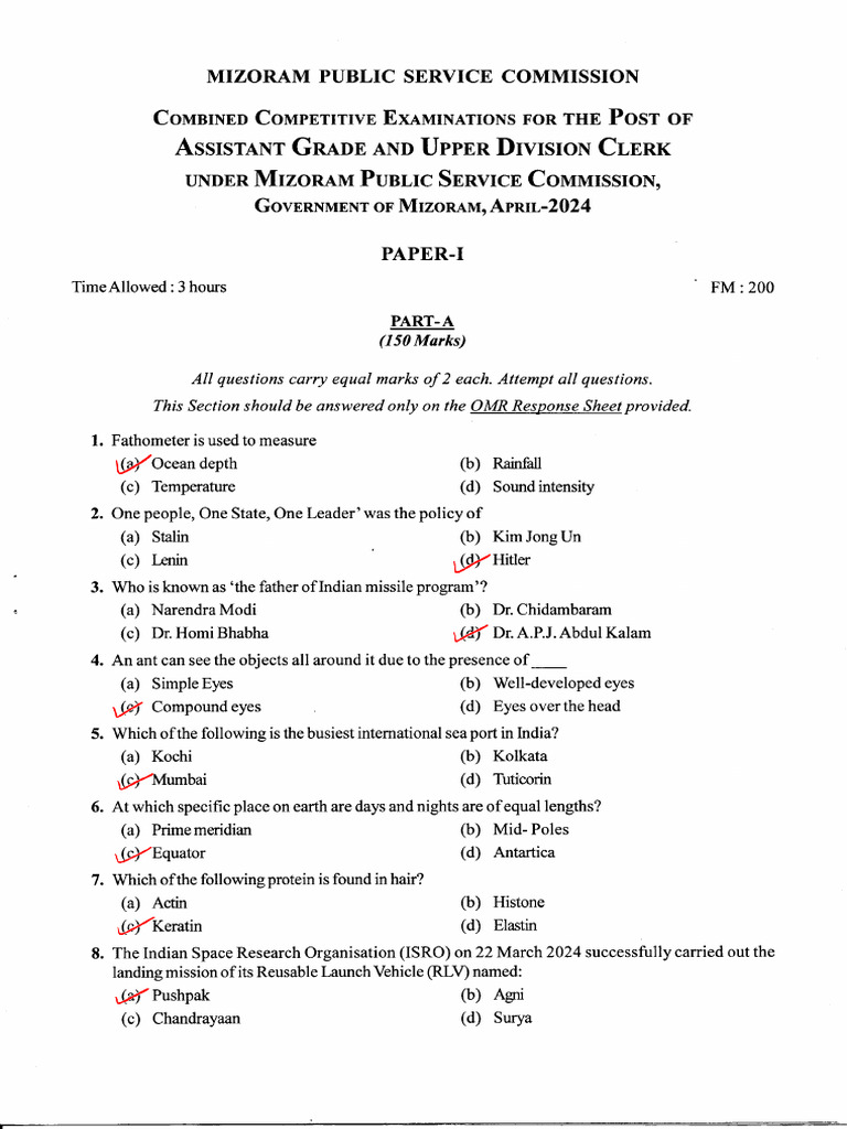 Solved Assistant Udc Under MPSC Paper I | PDF