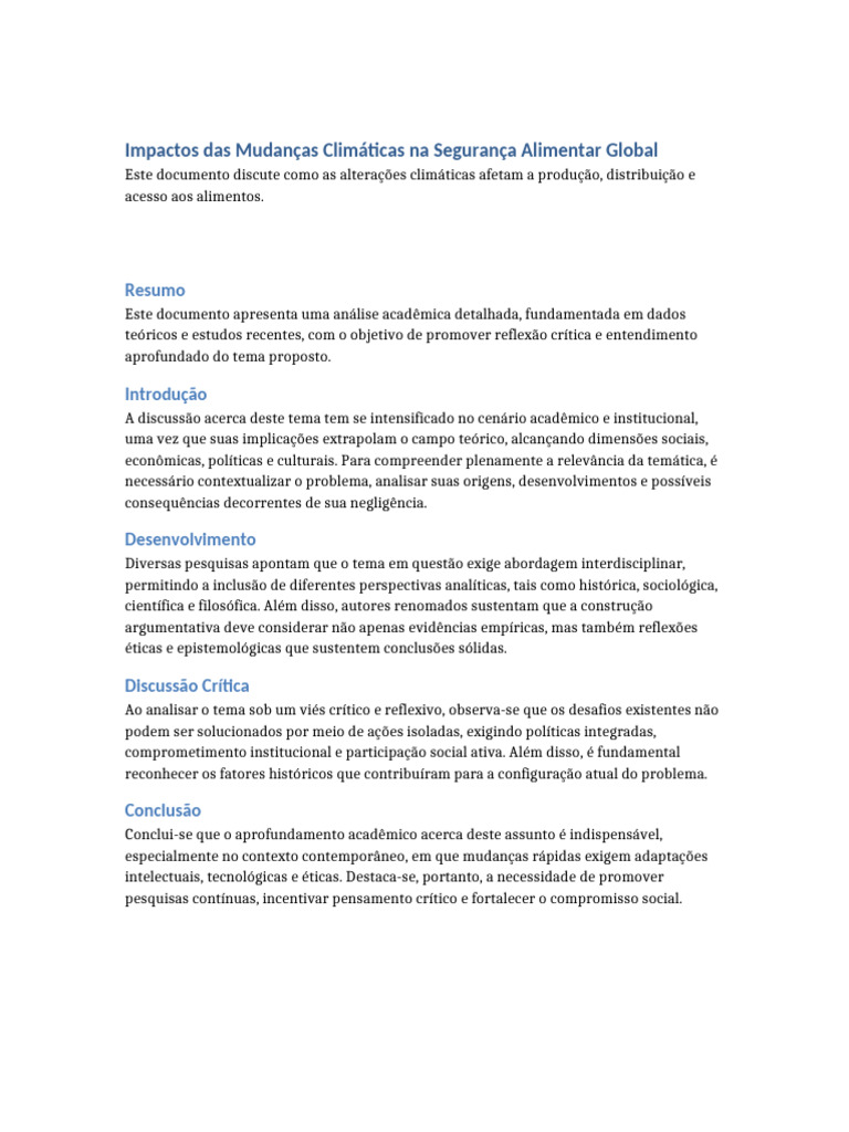 Impactos Das Mudan%C3%A7a | PDF