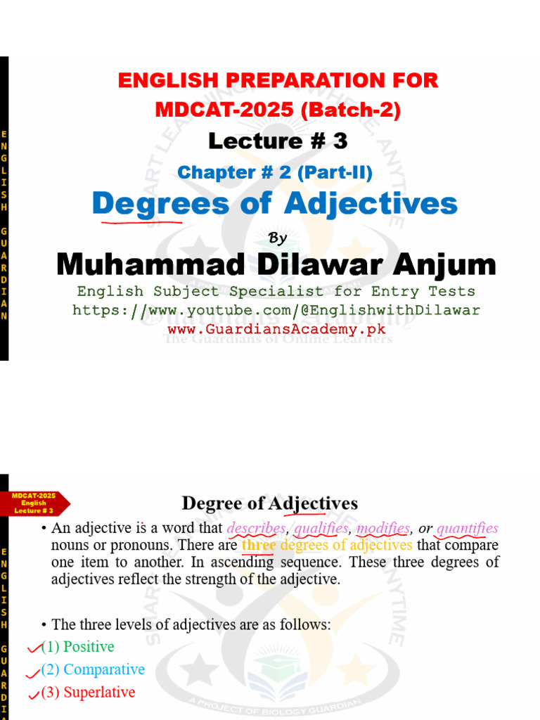 Lec-3_Chap-2 (Part-II)_Adjectives _MDCAT (1) | PDF | Adjective | Noun