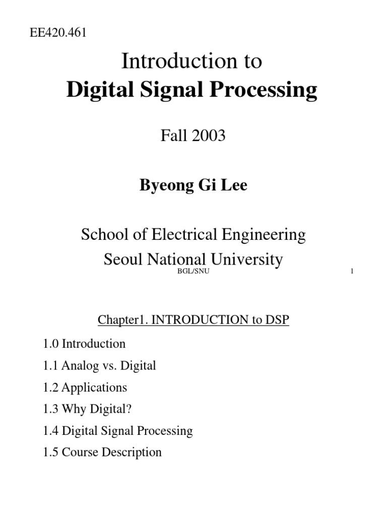 Introduction To: Digital Signal Processing | PDF | Digital Signal ...