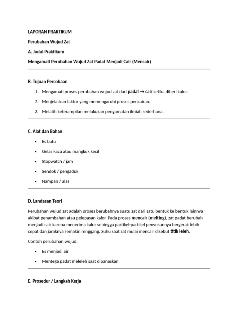 Proses Mencair Es: Praktikum Ilmiah | PDF
