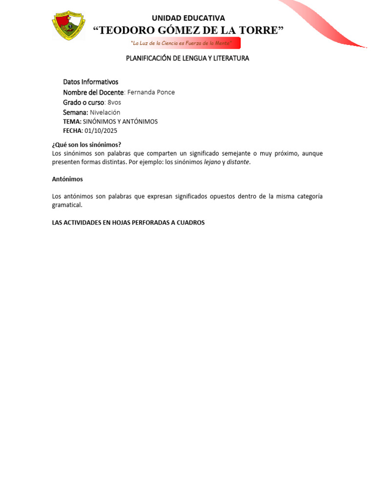 Tarea 4 Sinónimos y Antonimos | PDF