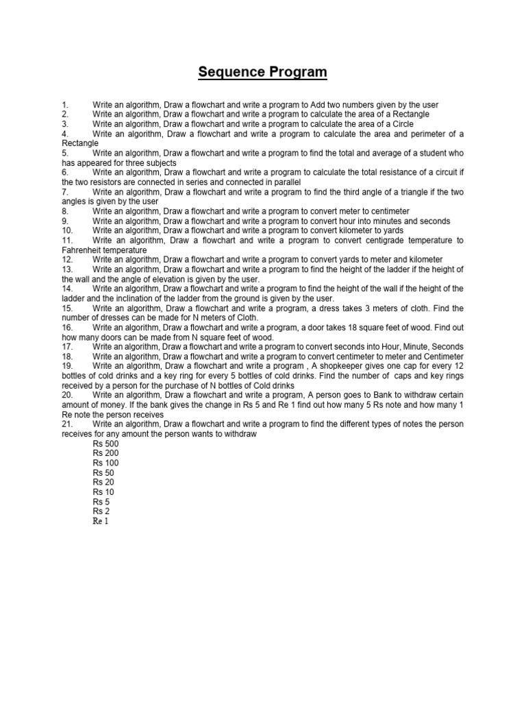 Sequence Program Assignment | PDF | Area