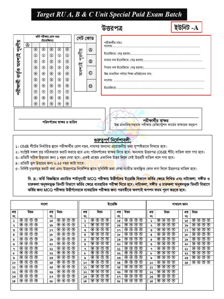 OMR RU A Unit | PDF