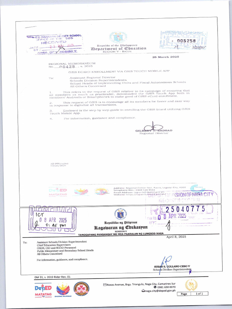 Unnumbered April 8, 2025 GSIS ECard Enrollment Via GSIS Touch Mobile ...