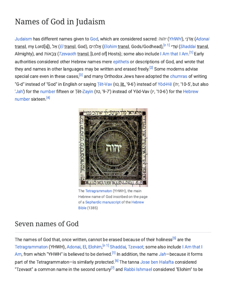 Names of God in Judaism - Wikipedia | PDF | Names Of God In Judaism ...