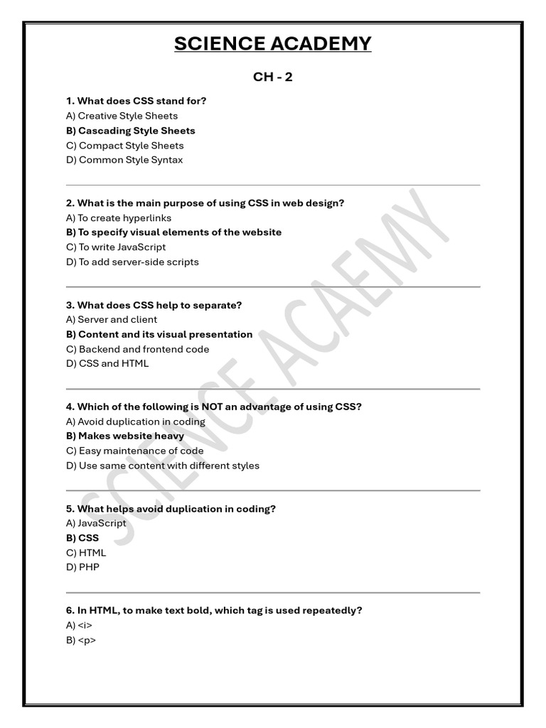 12th_CHAP_2_MCQ[1] | PDF | Html | Html Element