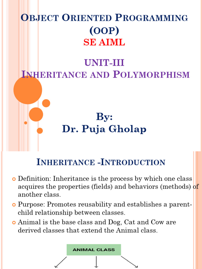 UNIT-III (Inheritance & Polymorphism) | PDF | Inheritance (Object Oriented Programming) | Method ...
