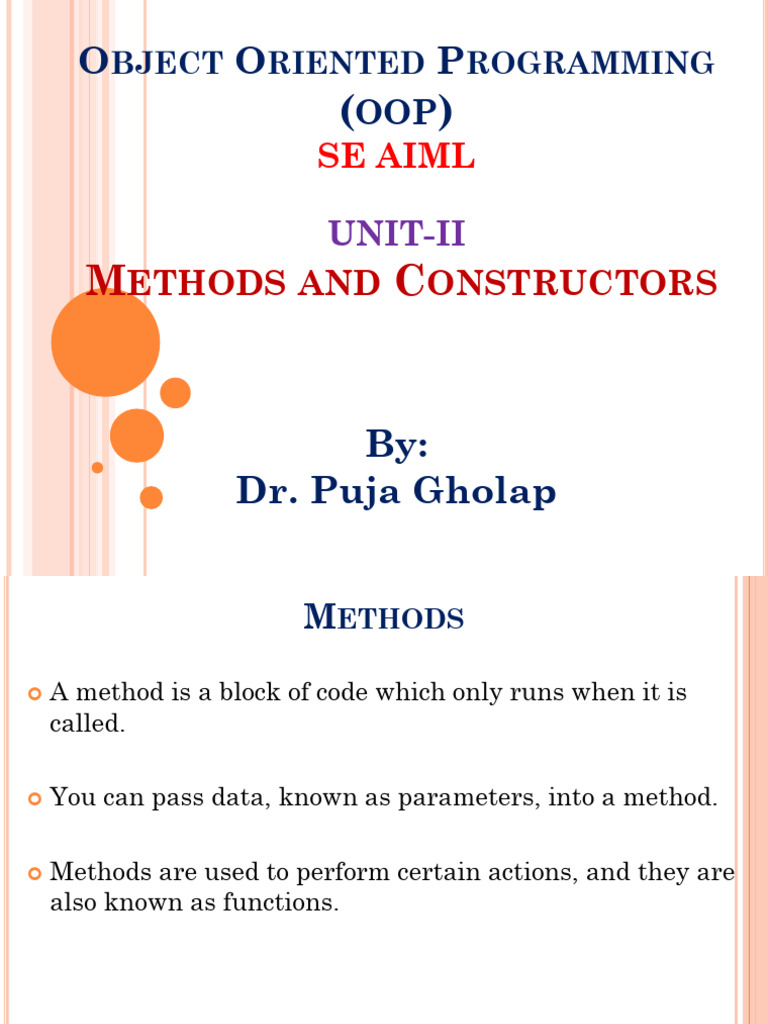 UNIT-II (Methods and Constructors) | PDF | Programming | Constructor (Object Oriented Programming)
