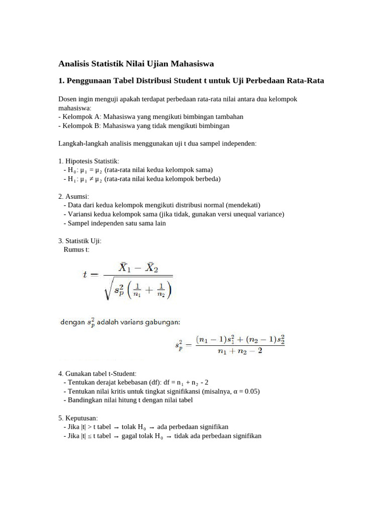 Analisis Uji Statistik Nilai Ujian Mahasiswa | PDF